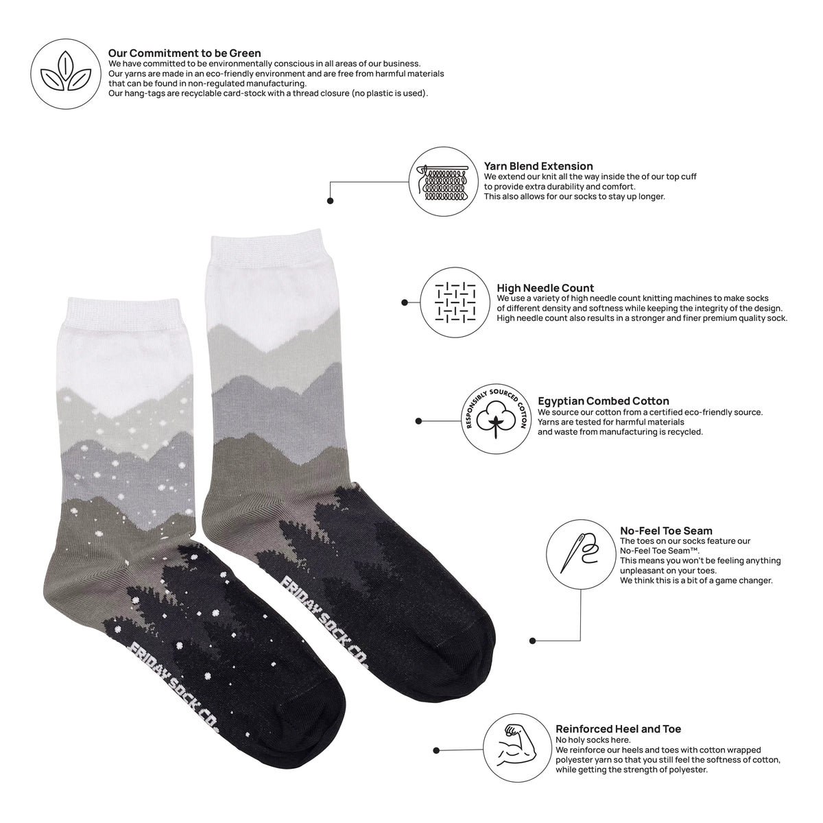 Friday Sock Co. Mountain & Snow Women's Socks – Corktown Jewellery