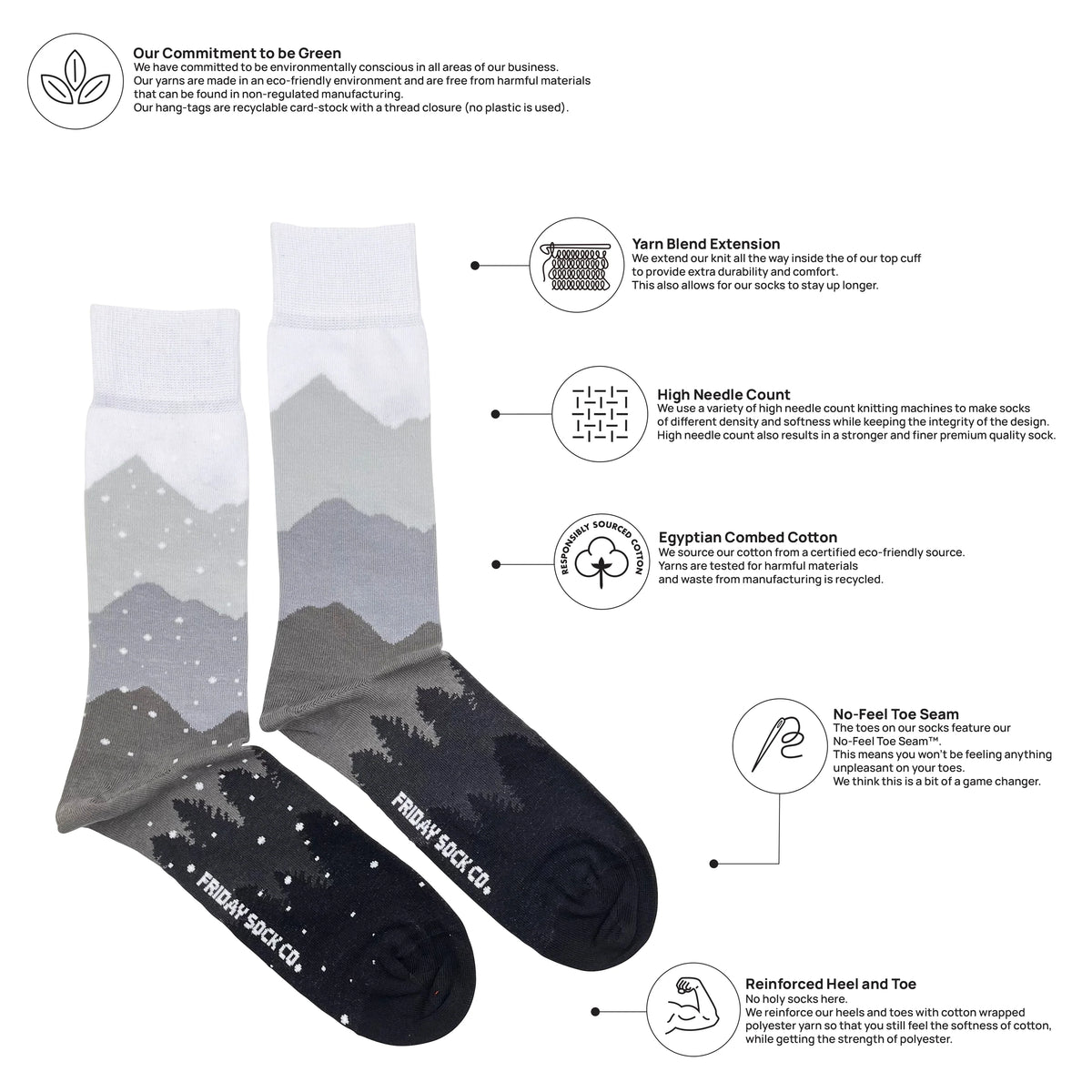 Friday Sock Co. Mountain & Snow Men's Socks – Corktown Jewellery